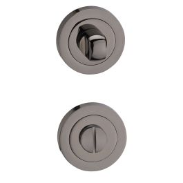 Bathroom Round Thumb Turn and Release - Black Nickel