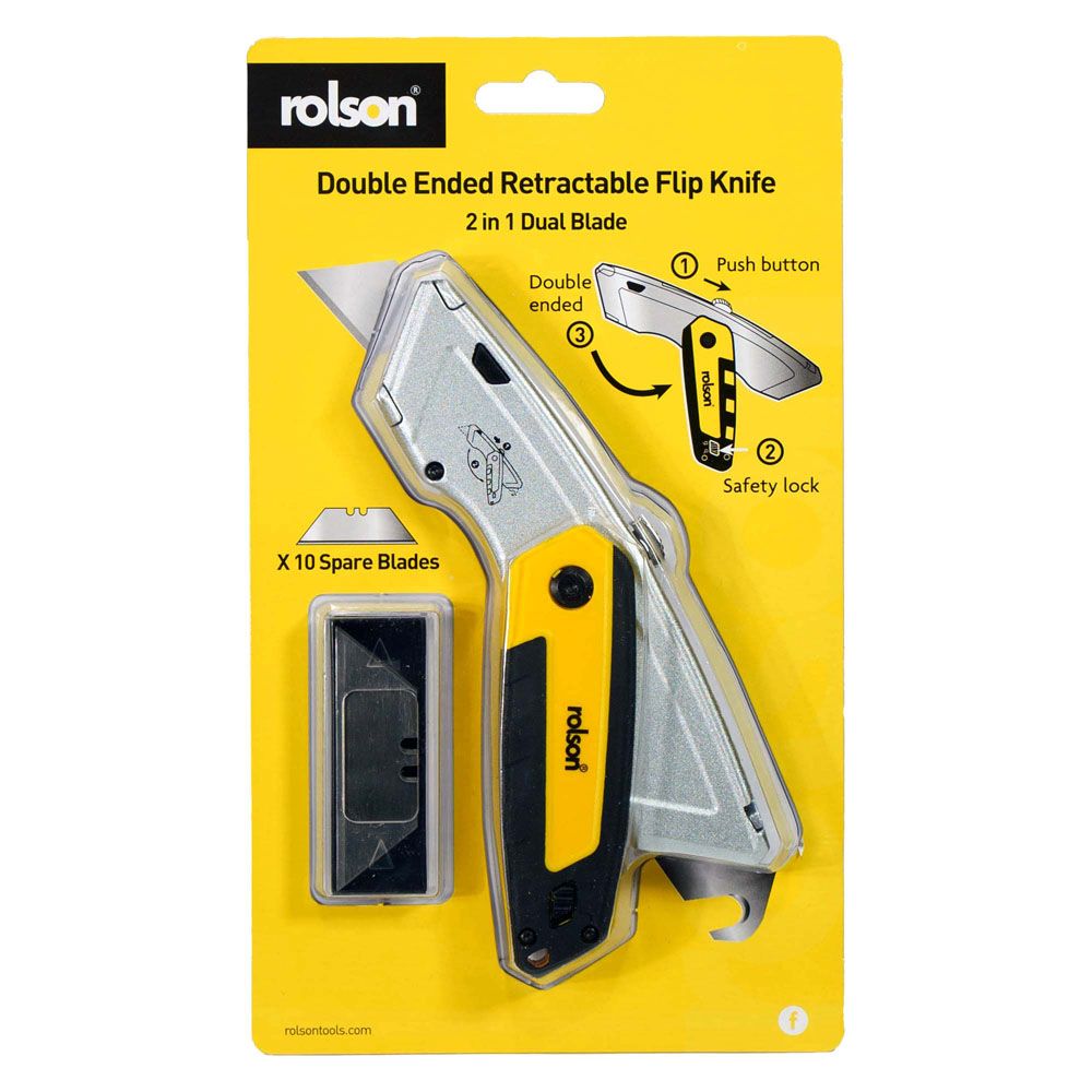 Rolson Dual Blade Utility Flip Knife with 10 Blades | R8262 | Dortech ...