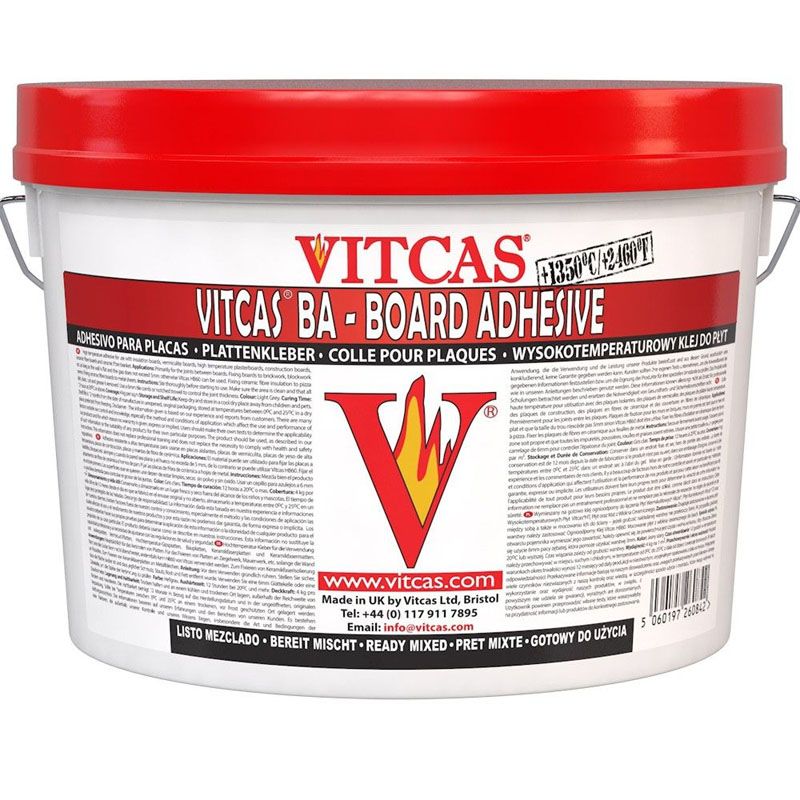VITCAS Heat Resistant Board Adhesive 1300°C (5kg) | Dortech Direct | V5031